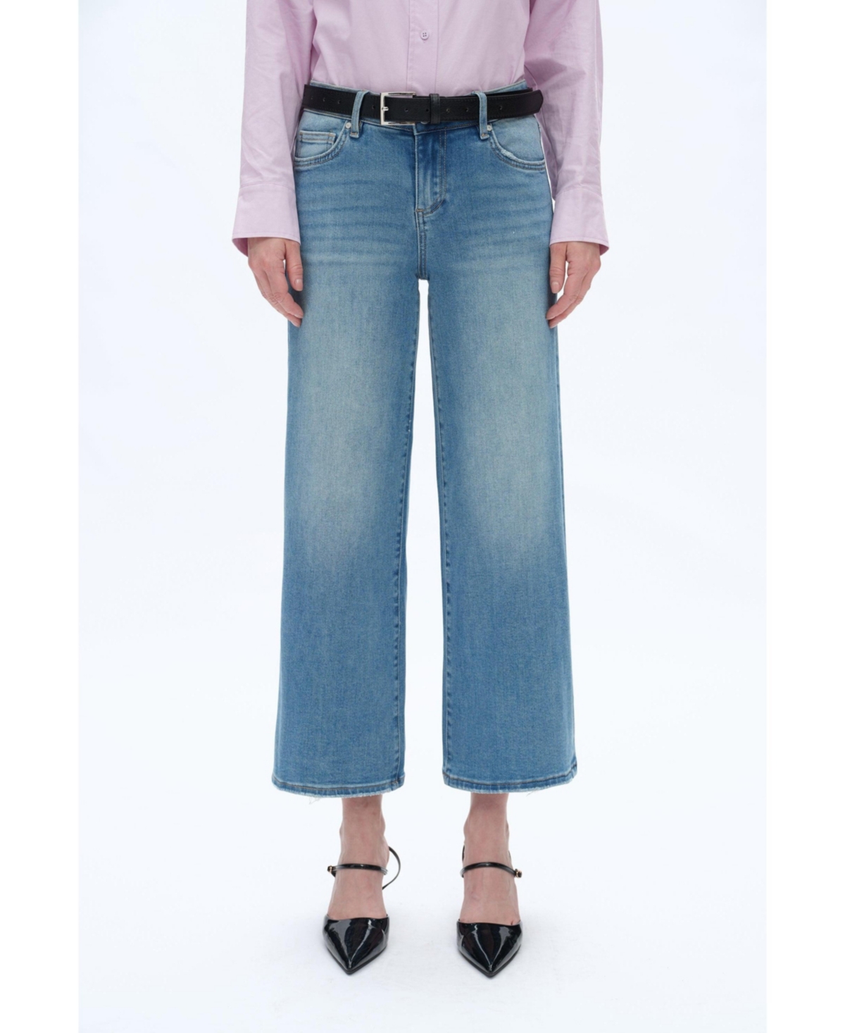 Click here for Bayeas Womens Low-Rise Wide-Leg Crop Stretch Denim... prices