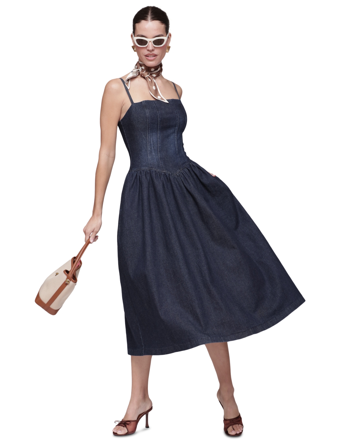 Click here for Avec Les Filles Womens Drop Waist Square Neck Midi... prices