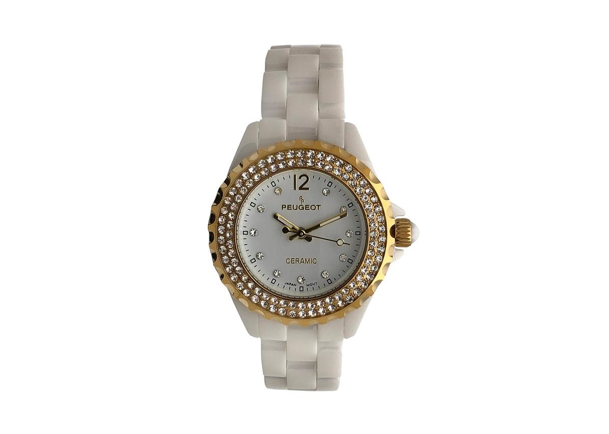 Click here for Peugeot Womens 36mm White Ceramic Watch with Gold... prices