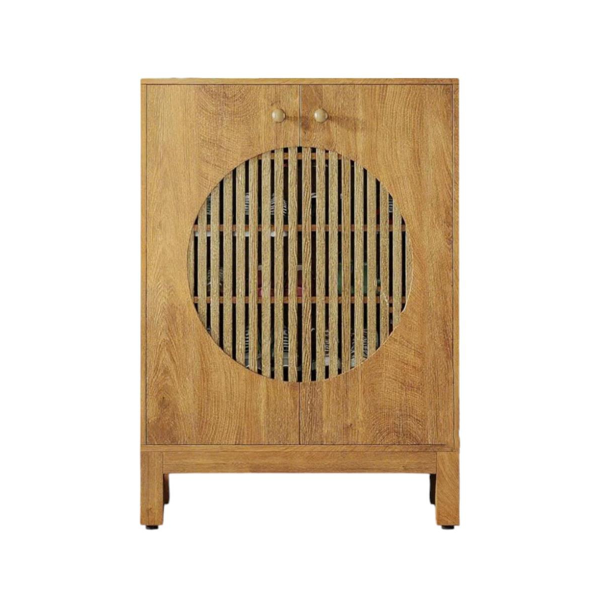 Click here for Slim Shoe Storage Cabinet with Two Doors - Natural prices