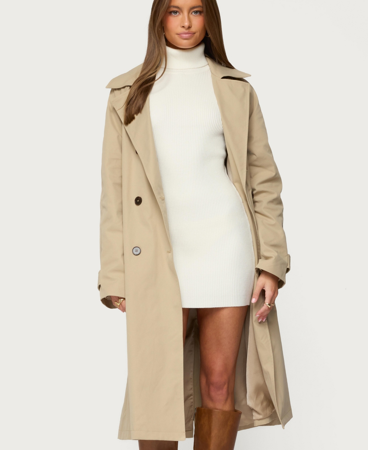 Click here for Edikted Womens Amur Maxi Trench Coat - Camel prices
