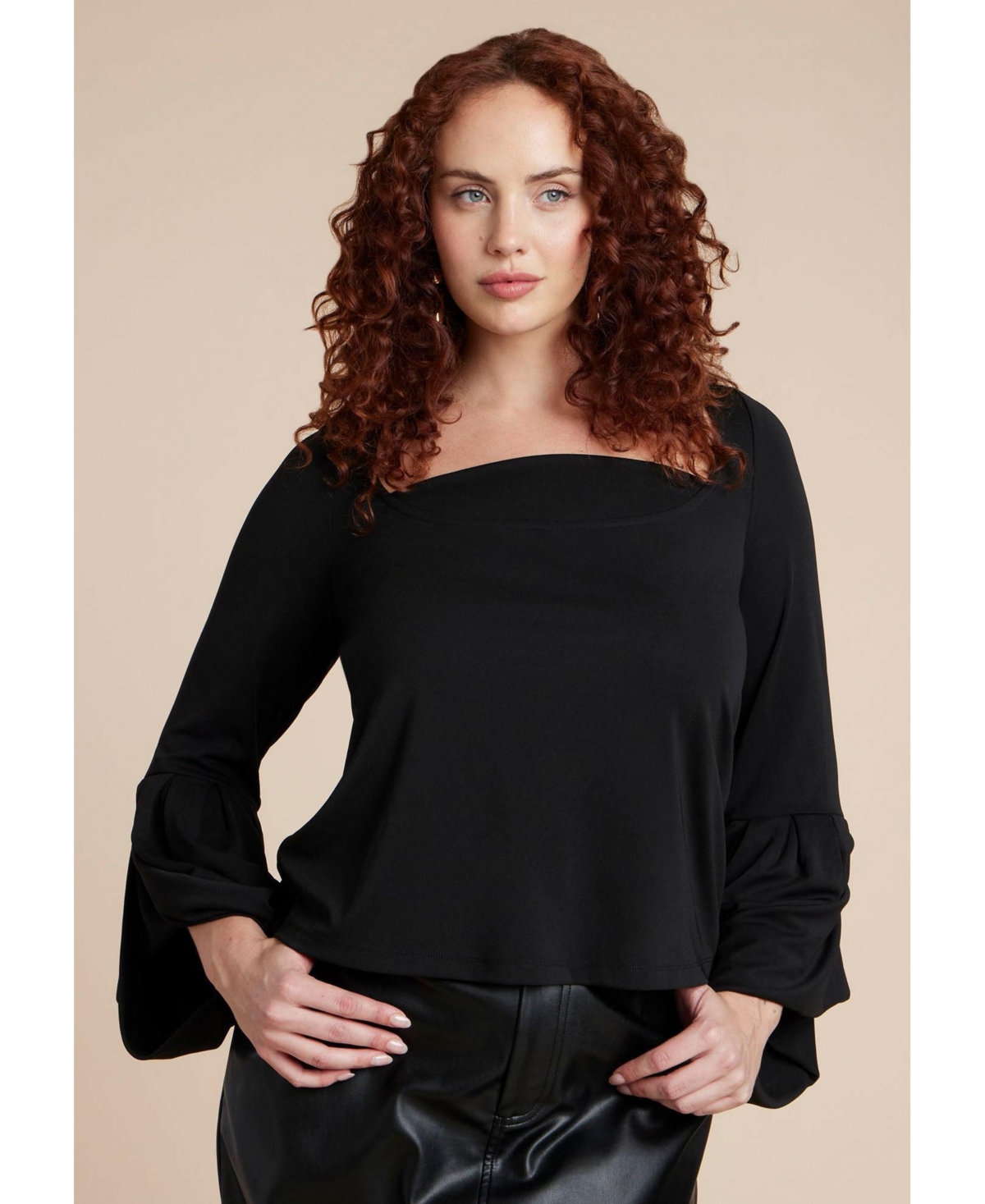 Click here for Eloquii Womens Plus Size Draped Cuff Top - Black o... prices