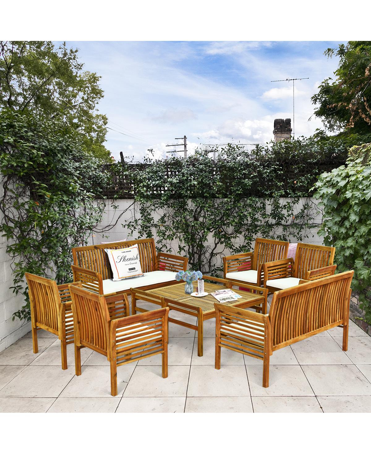 Click here for Costway 8 Pcs Outdoor Acacia Wood Sofa Furniture S... prices