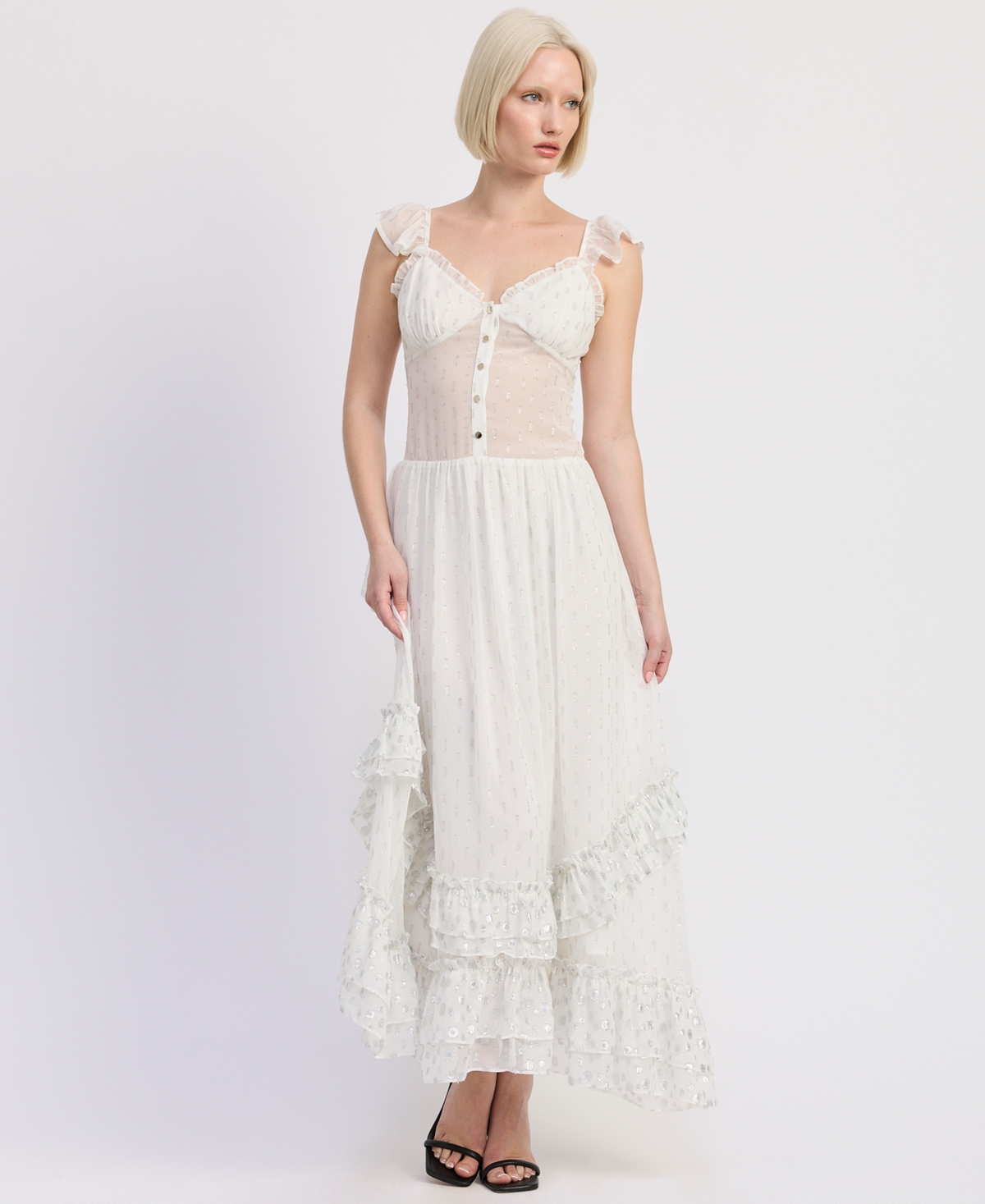 Click here for En Saison Womens Camile Tiered Sleeveless Maxi Dre... prices