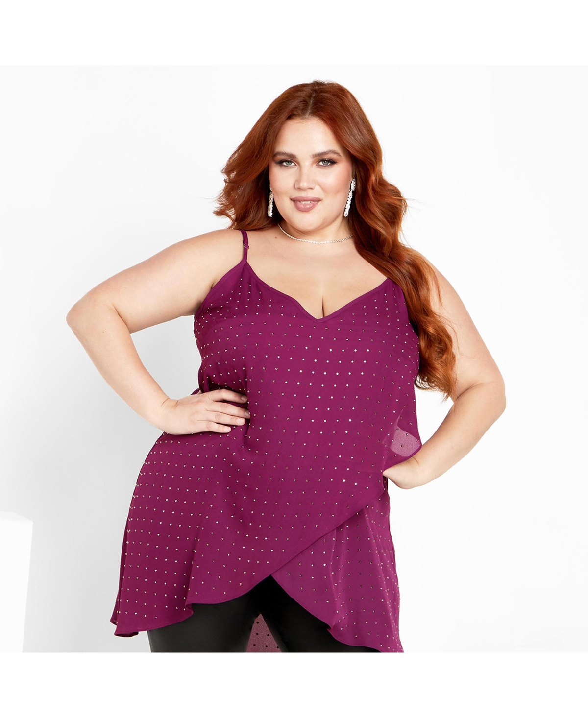 Click here for City Chic Womens Hi Lo Shine Cami - Pink prices