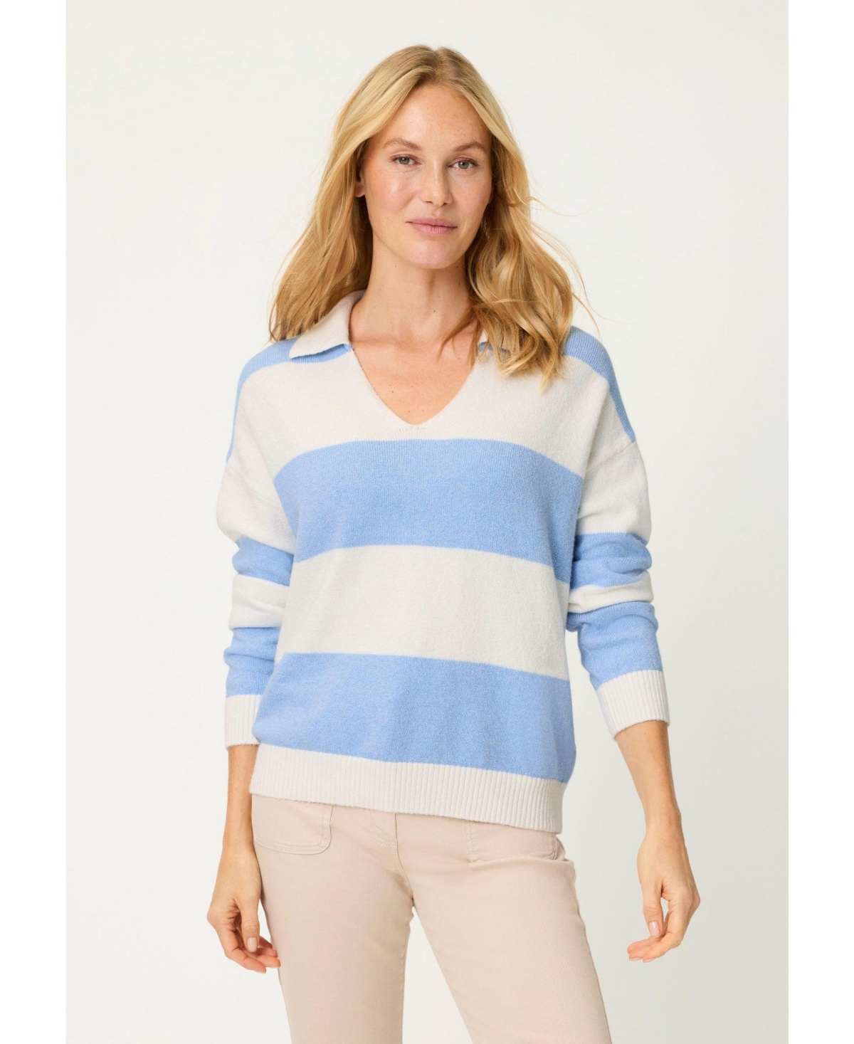 Click here for Olsen Womens Open Collar Sweater - Cloud blue prices