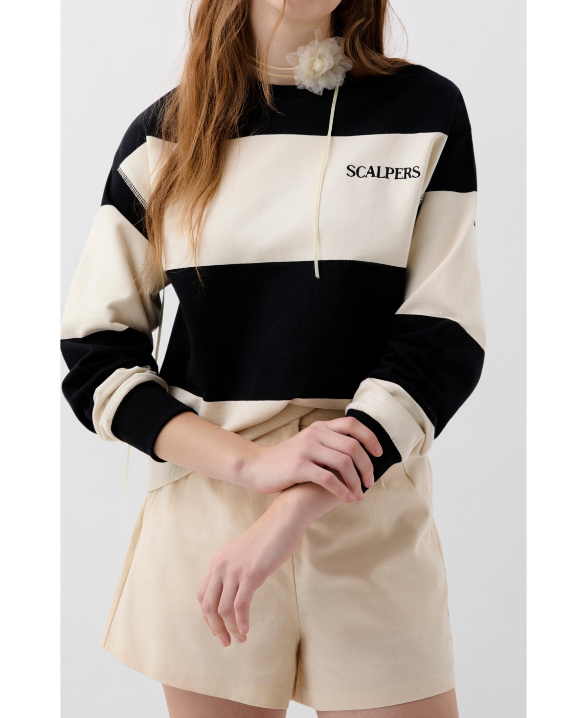 Click here for Scalpers Womens Stripes Sweater - Black. prices