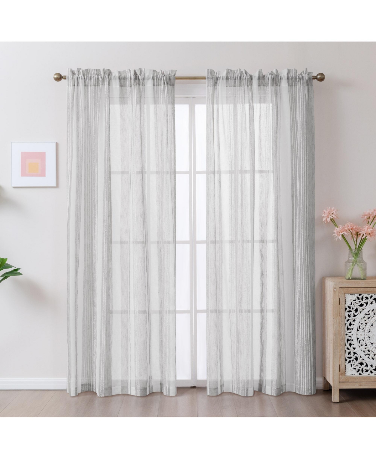Click here for Tufted Stripe Light Filtering Back Tab Curtains Pa... prices