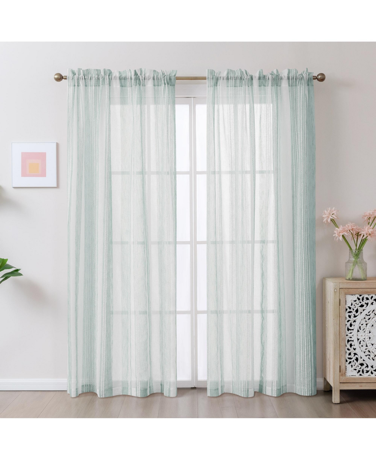 Click here for Tufted Stripe Light Filtering Back Tab Curtains Pa... prices