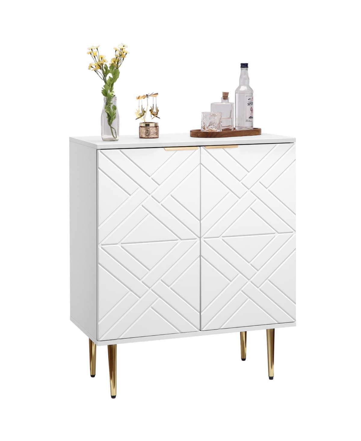 Click here for Modern 2-Door Solid Wood Cabinet with Embossed Doo... prices