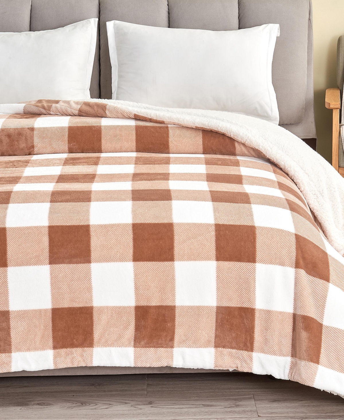 Click here for Linery & Co. Velvet Plush Reversible Sherpa Throw... prices