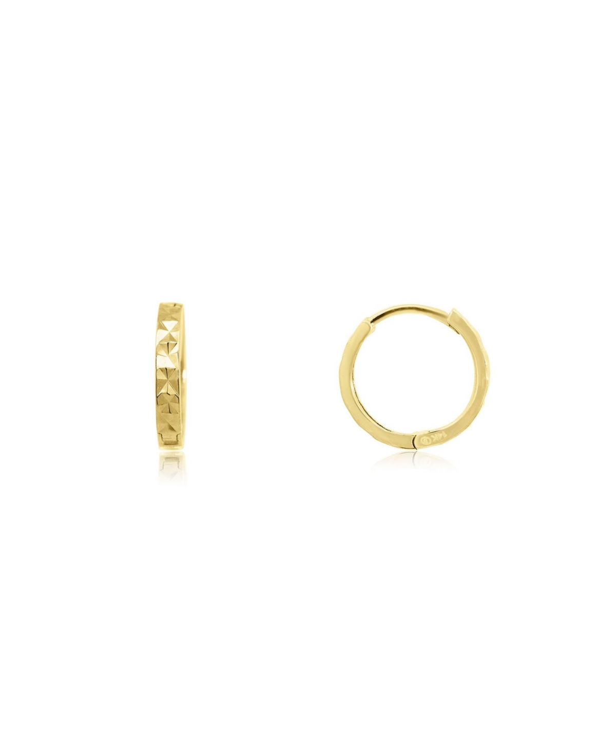 Click here for The Lovery Sparkle Cut Huggie Hoop Earrings 14K Go... prices