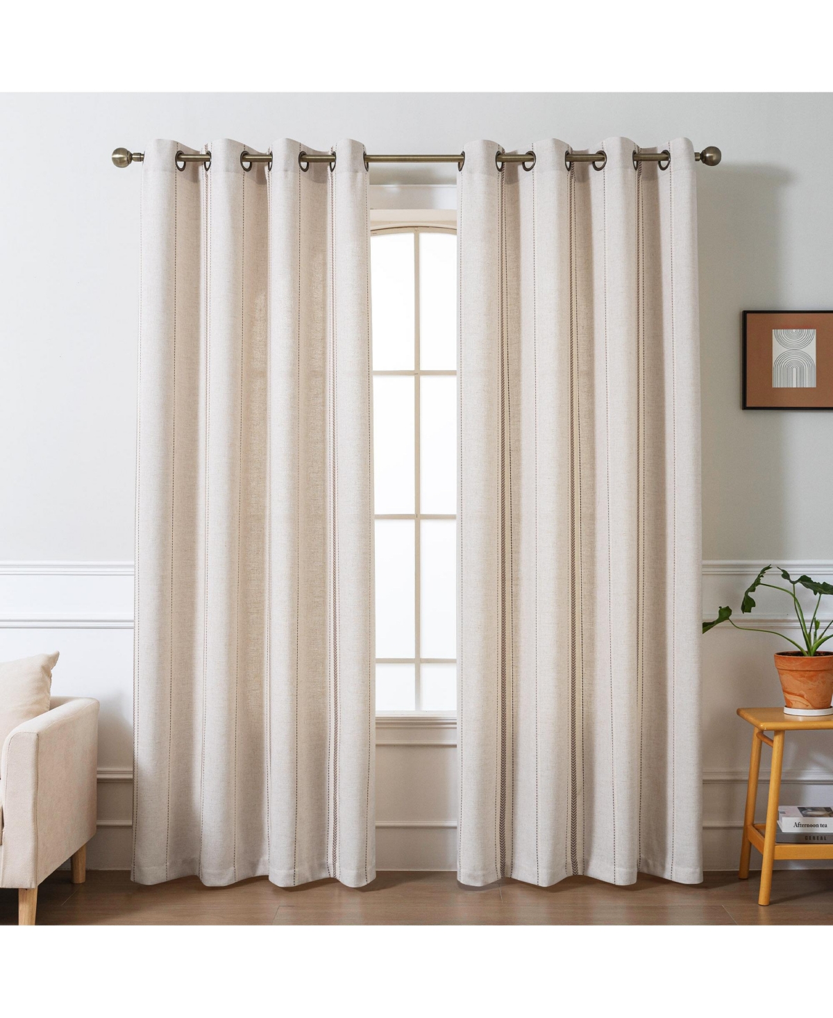 Click here for Awesome Home Linen Blend Geometric Striped Room Da... prices