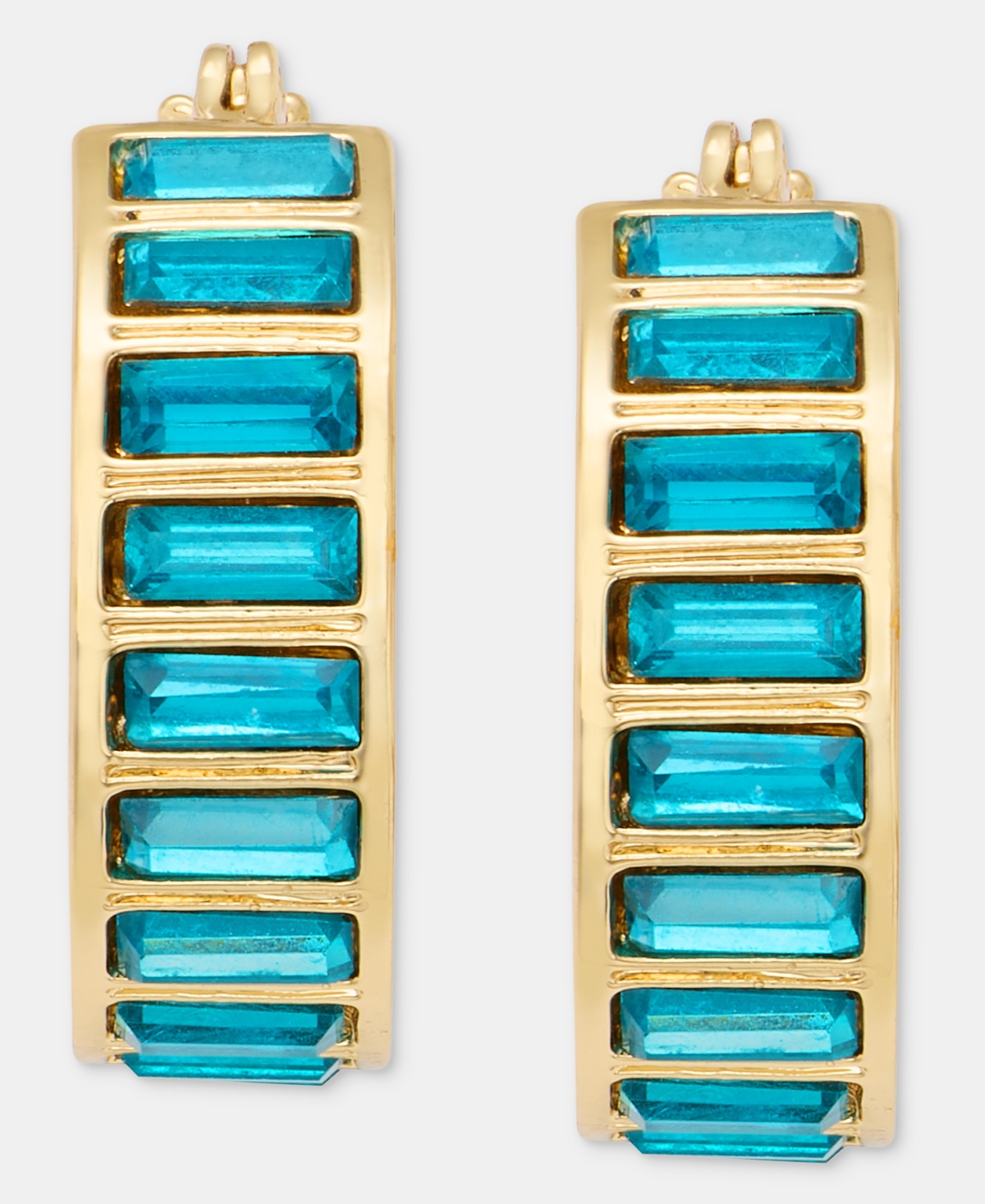 Click here for Dkny Gold-Tone Stone Baguette Small Hoop Earrings... prices