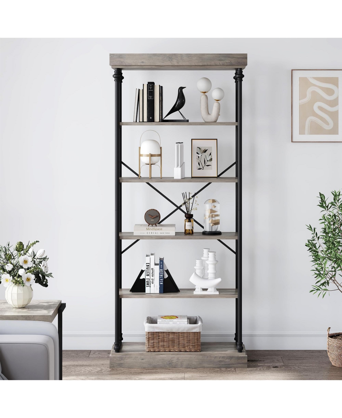 Click here for gaomon 6 Tier Bookshelf Industrial Bookcase Wood T... prices