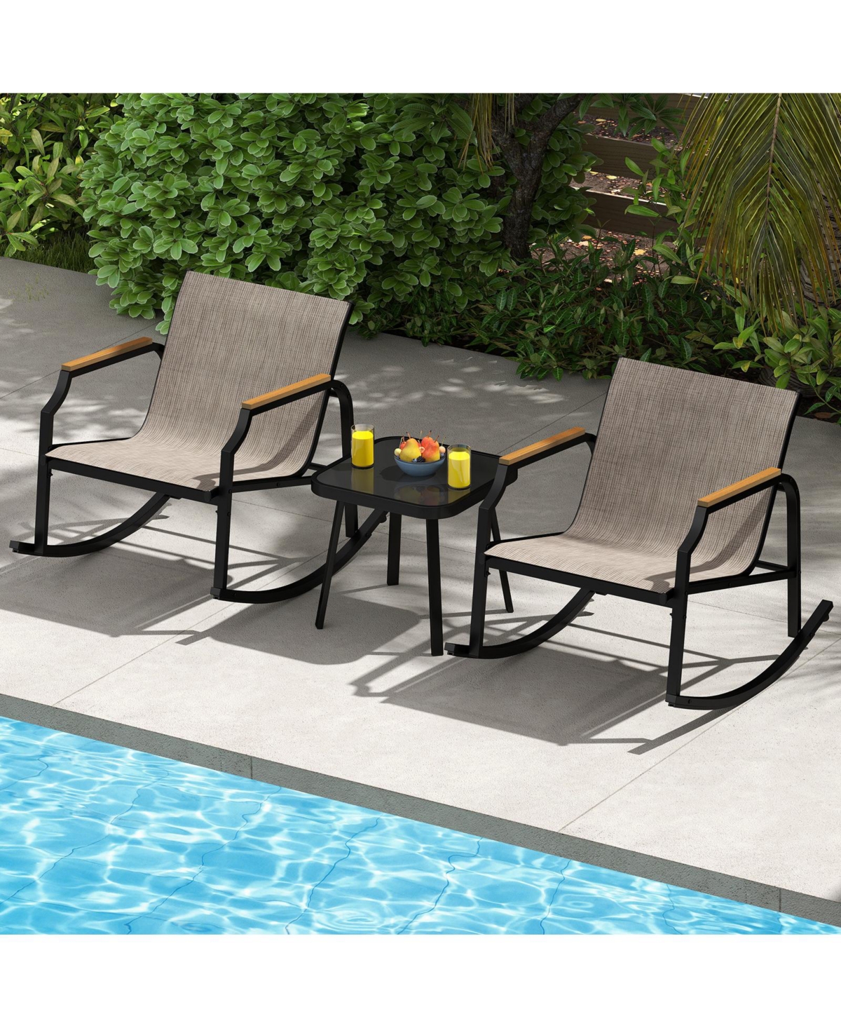 Click here for Costway 3 Pcs Rocking Bistro Set Outdoor Conversat... prices