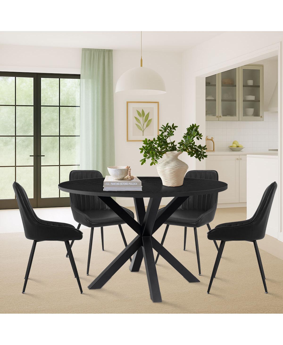 Click here for Maison Boucle Modern 5-Piece Faux Leather Dining S... prices