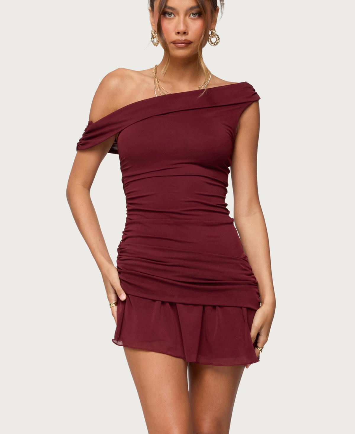 Click here for Edikted Womens Gesibelle Off Shoulder Mesh Mini Dr... prices