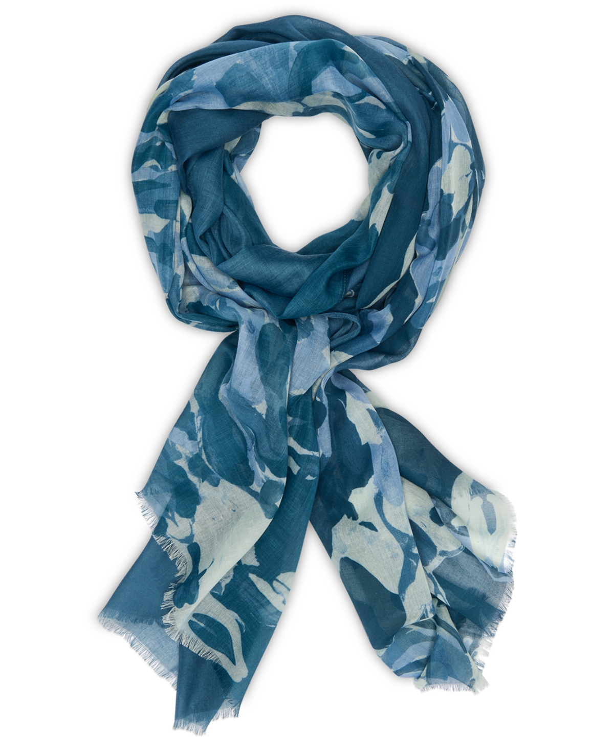 Click here for Calvin Klein Washed Floral Oversized Wrap - Indigo prices