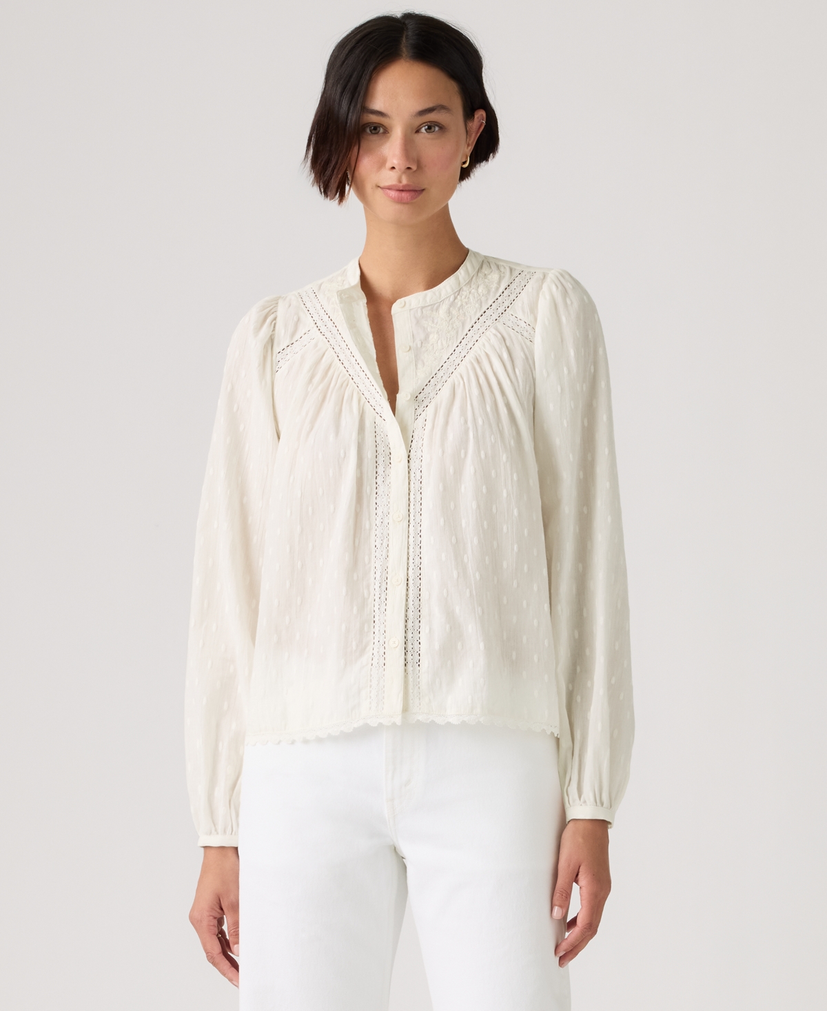 Click here for Levis Juniors Cleo Long-Sleeve Blouse - Egret prices