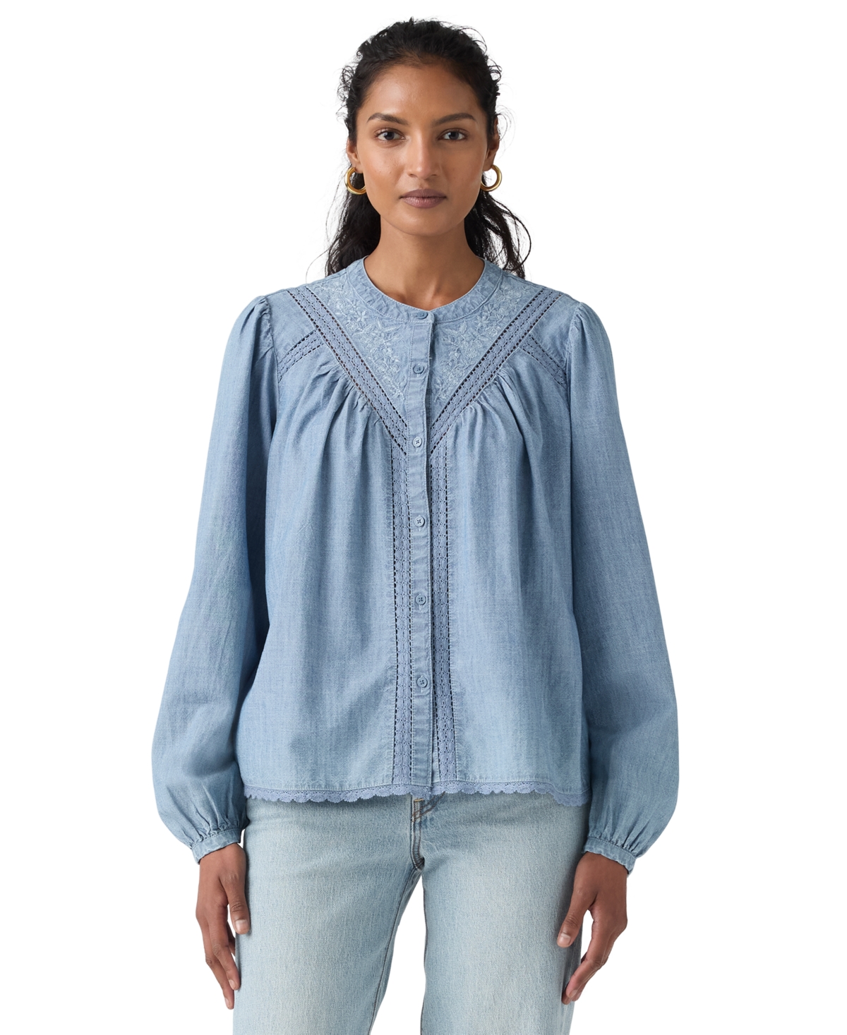Click here for Levis Juniors Cleo Long-Sleeve Blouse - Faded Tide prices