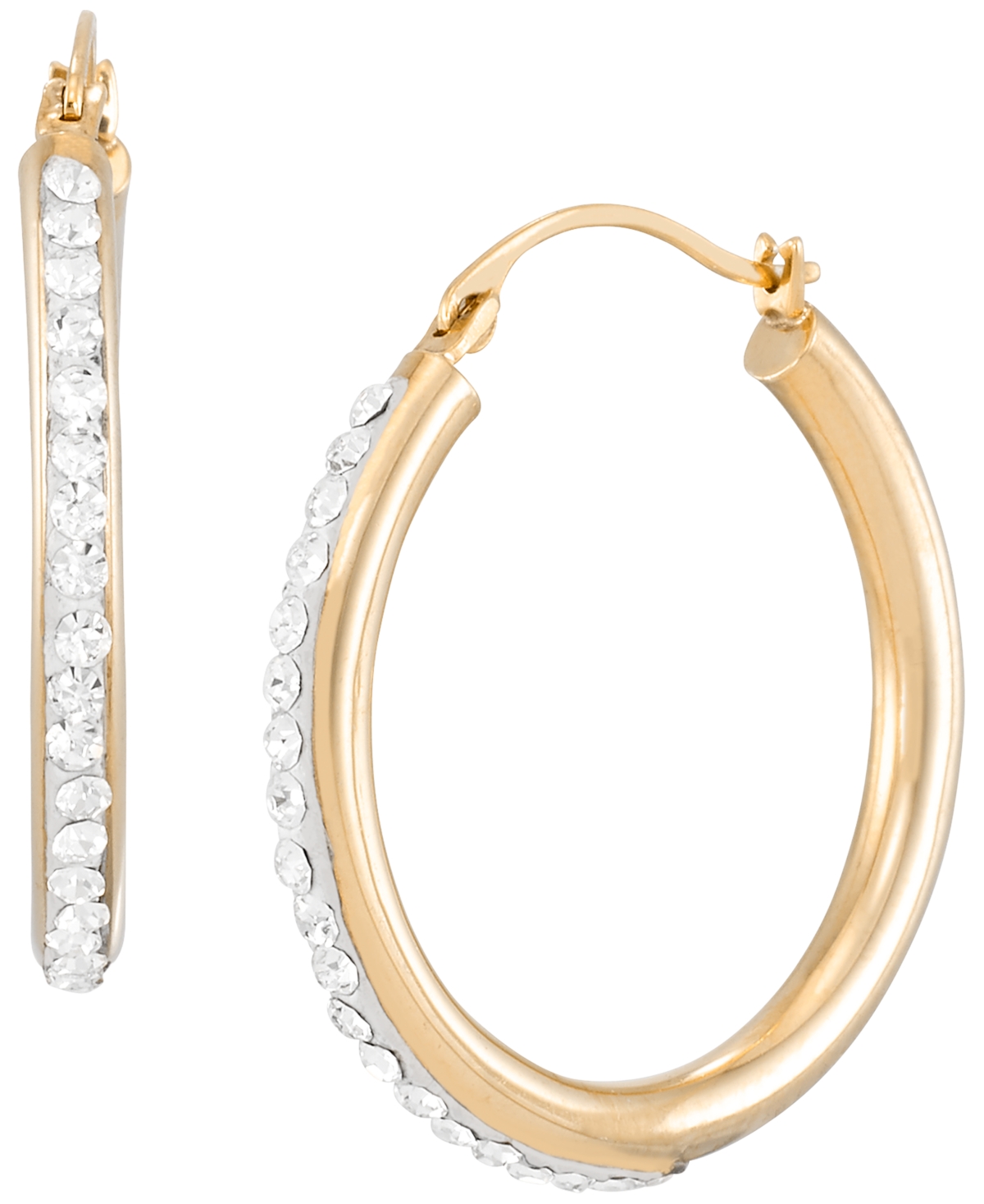 Click here for Macys High Polished Crystal Hoop Earrings (1/7 ct.... prices