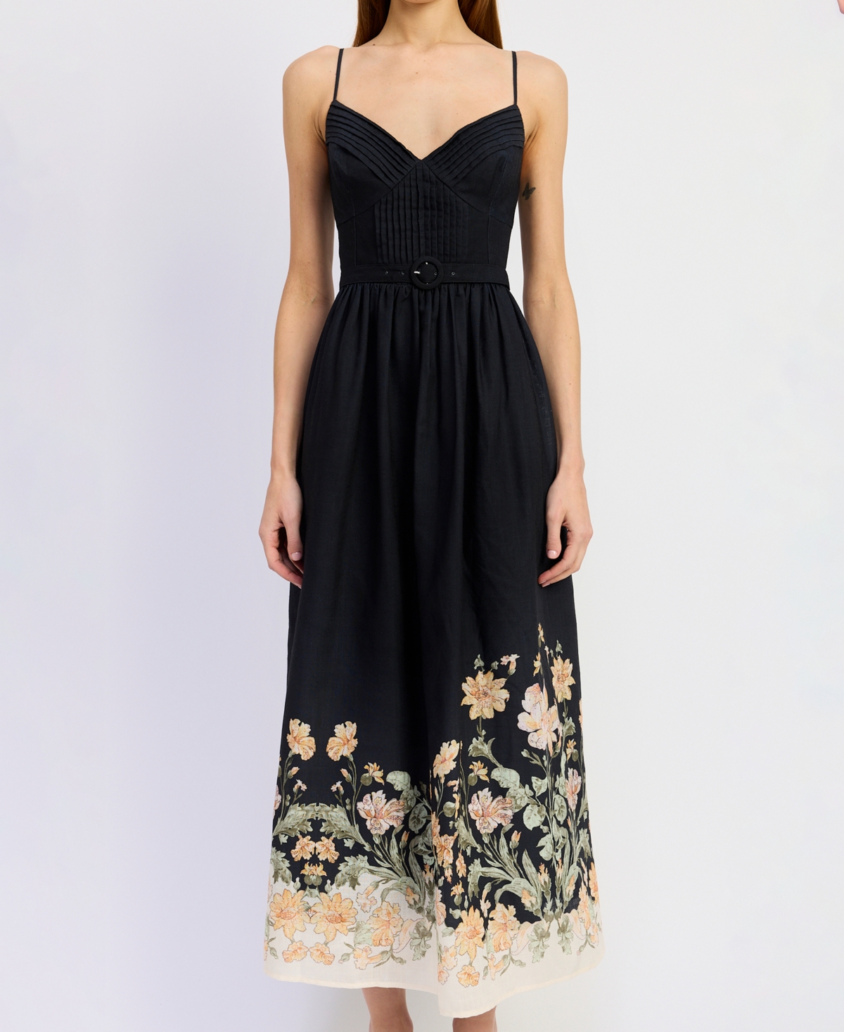 Click here for En Saison Womens Iris V-Neck Midi Dress - Black Gi... prices