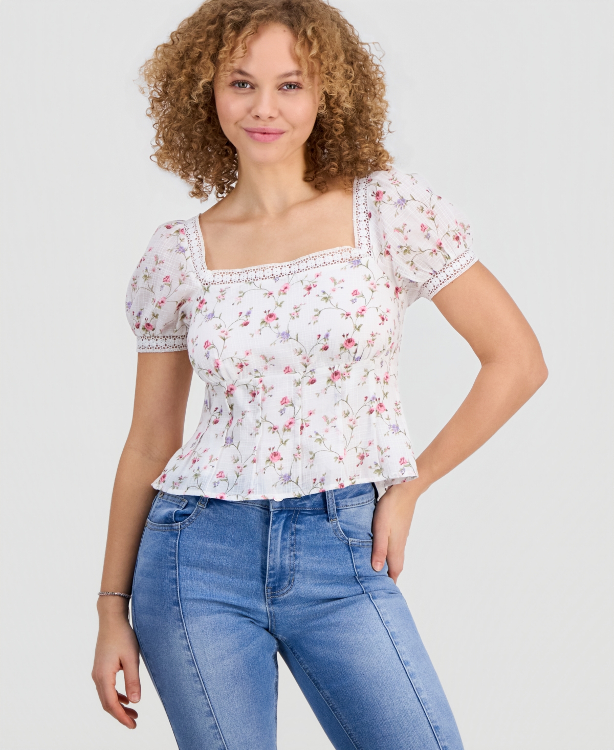 Click here for Celebrity Pink Juniors Lace-Trim Pleated Babydoll... prices