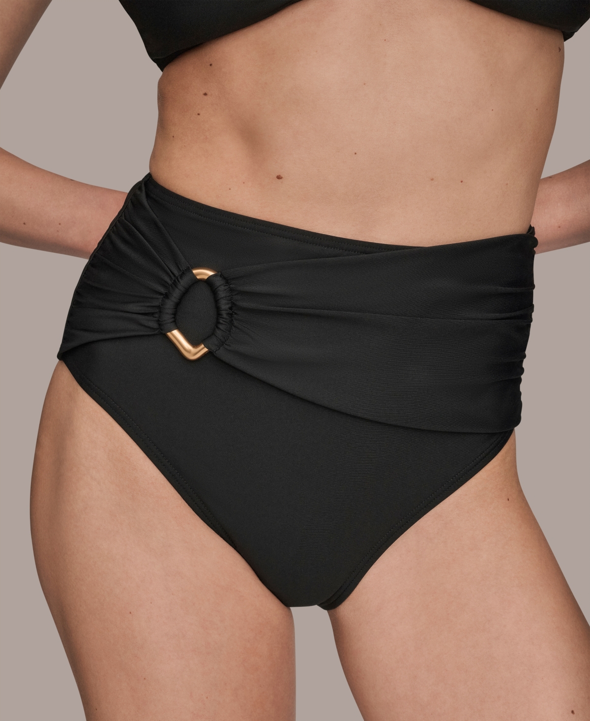 Click here for Donna Karan Womens High-Waist Bikini Bottoms - Bla... prices