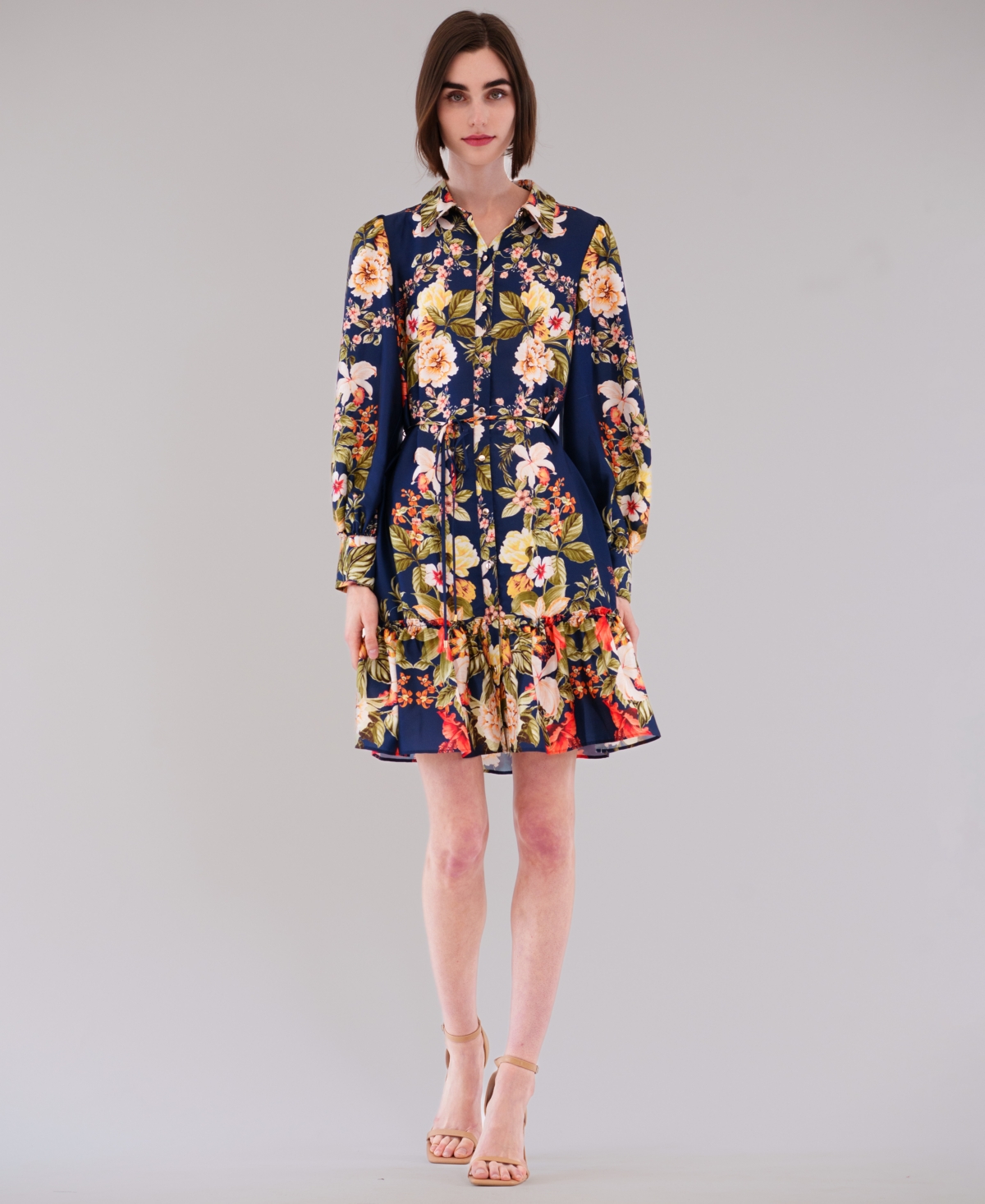 Click here for julia jordan Womens Printed Button-Front Long-Slee... prices