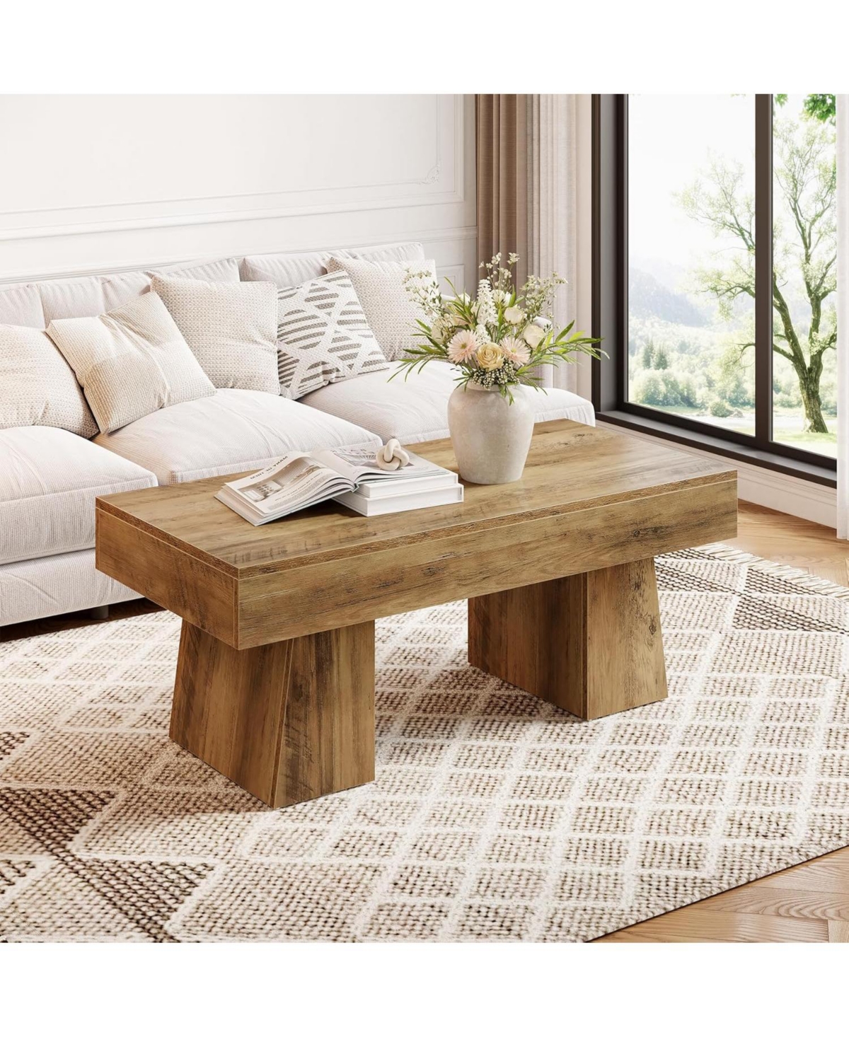 Click here for Tribesigns Farmhouse Coffee Table  47 Inch Wooden... prices