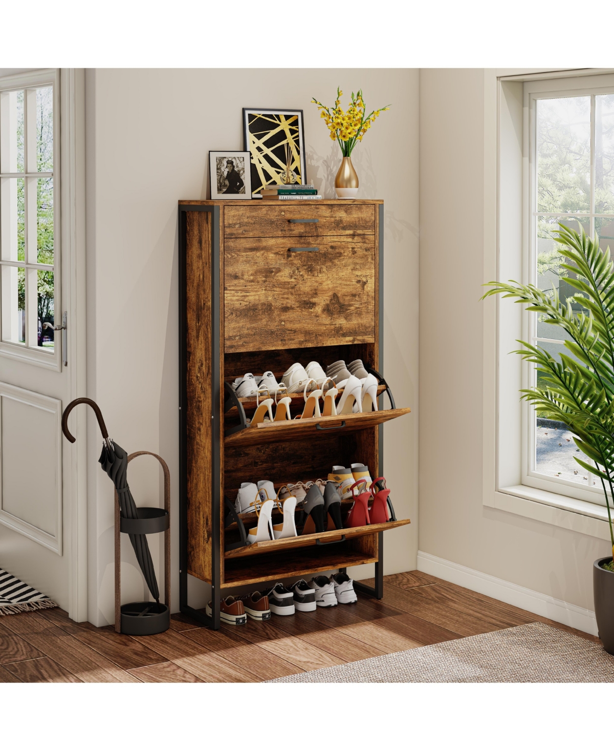 Click here for Lovmor Flip Top Shoe Cabinet Drawer Storage 12-15... prices