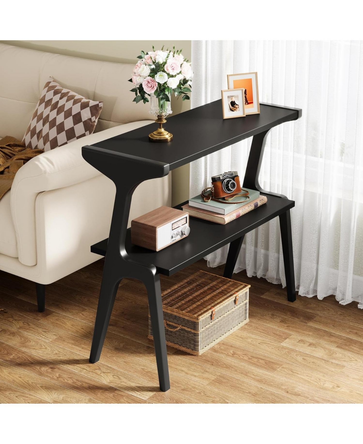 Click here for Tribesigns Solid Wood End Table  2-Tier Modern Sli... prices