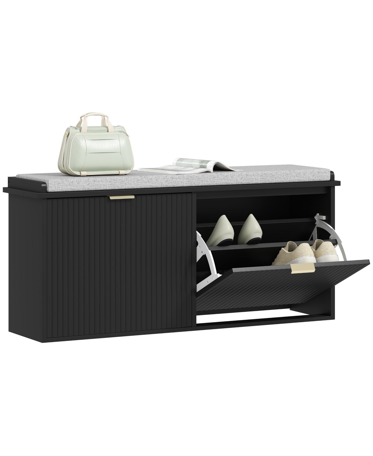 Click here for Homcom Shoe Bench with Padded Seat and Flip-Drawer... prices