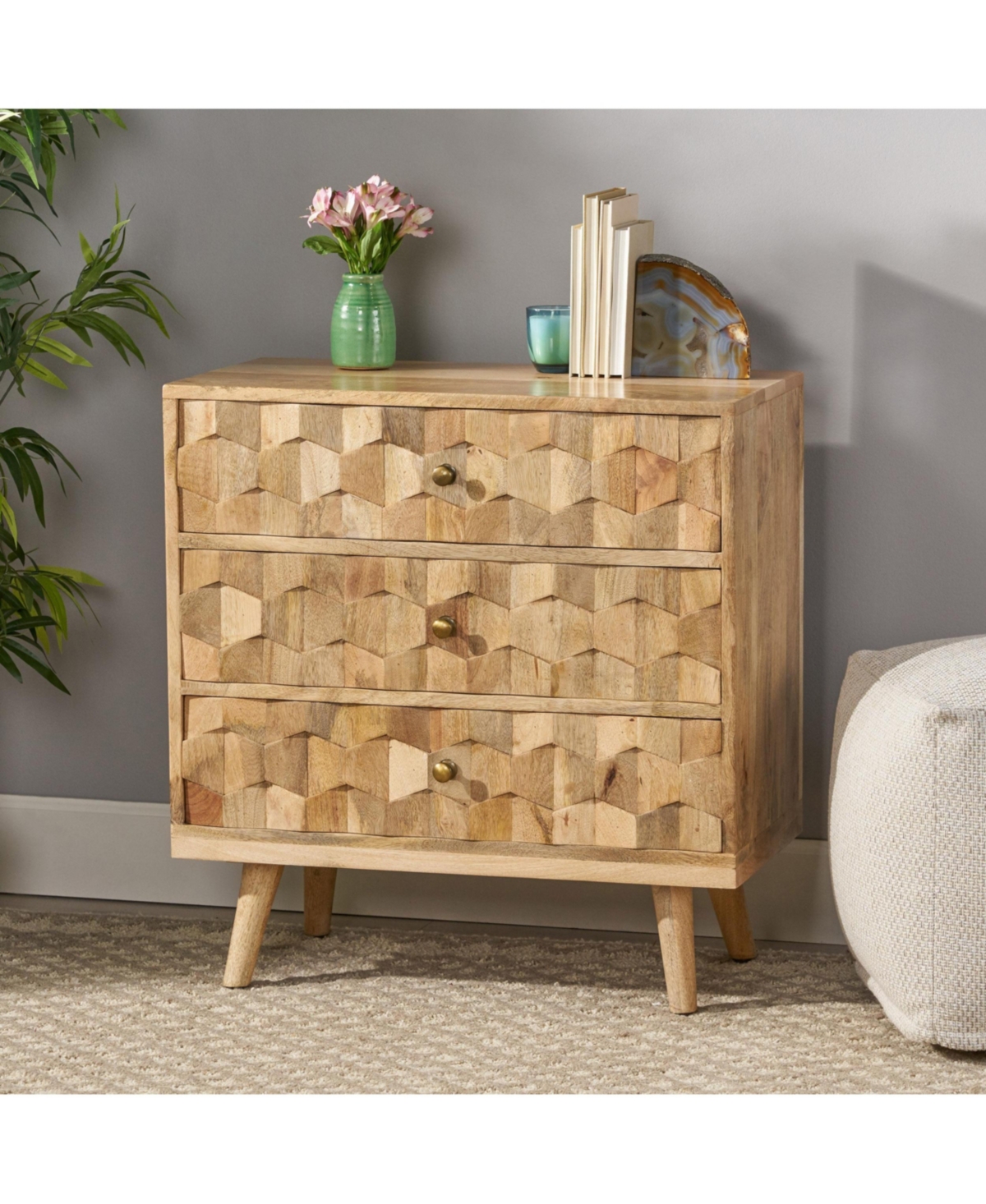 Click here for Lovmor Handcrafted Mango Wood Chest of Drawers wit... prices
