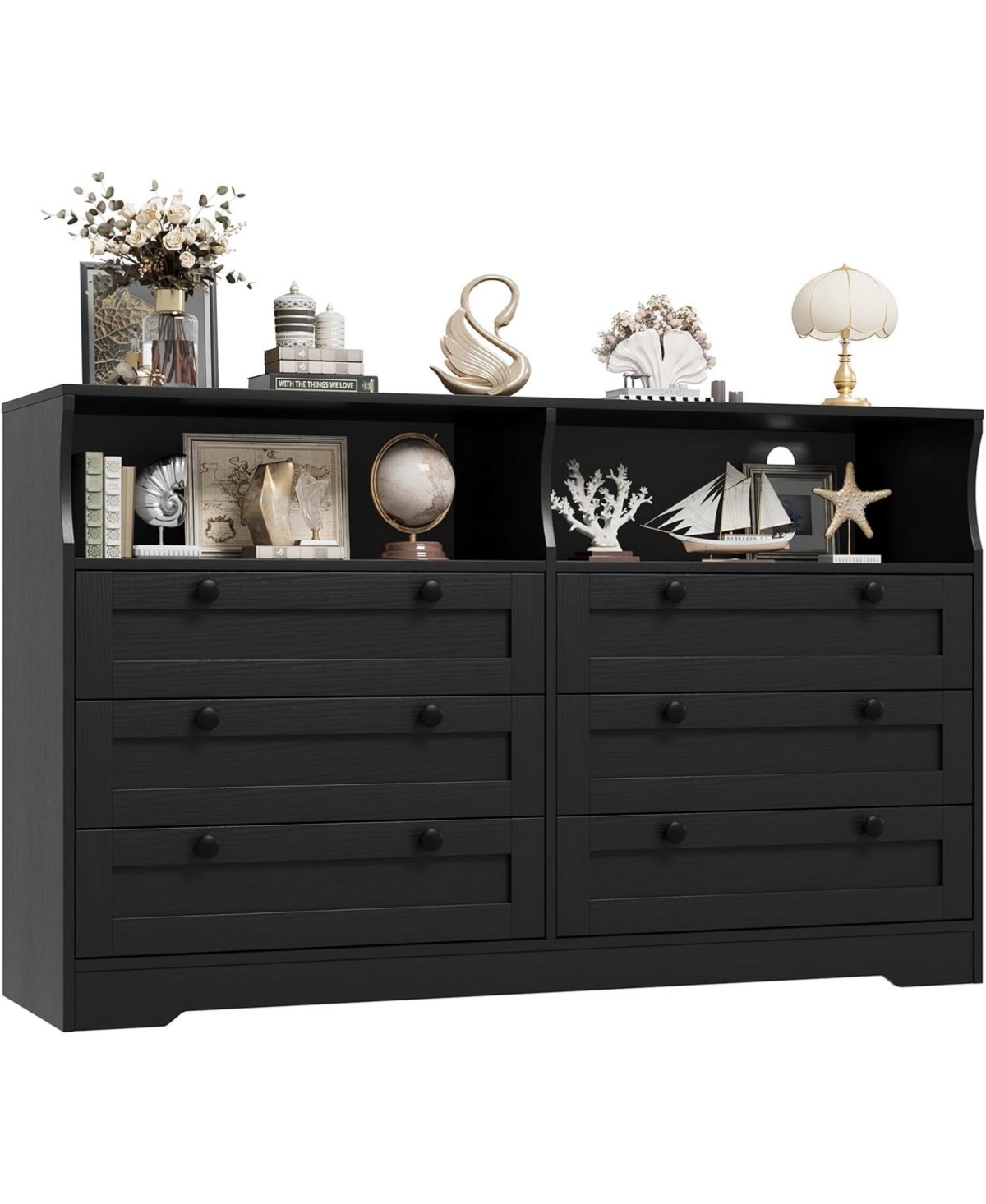 Click here for gaomon 55" Rustic Brown 6-Drawer Wood Dresser... prices