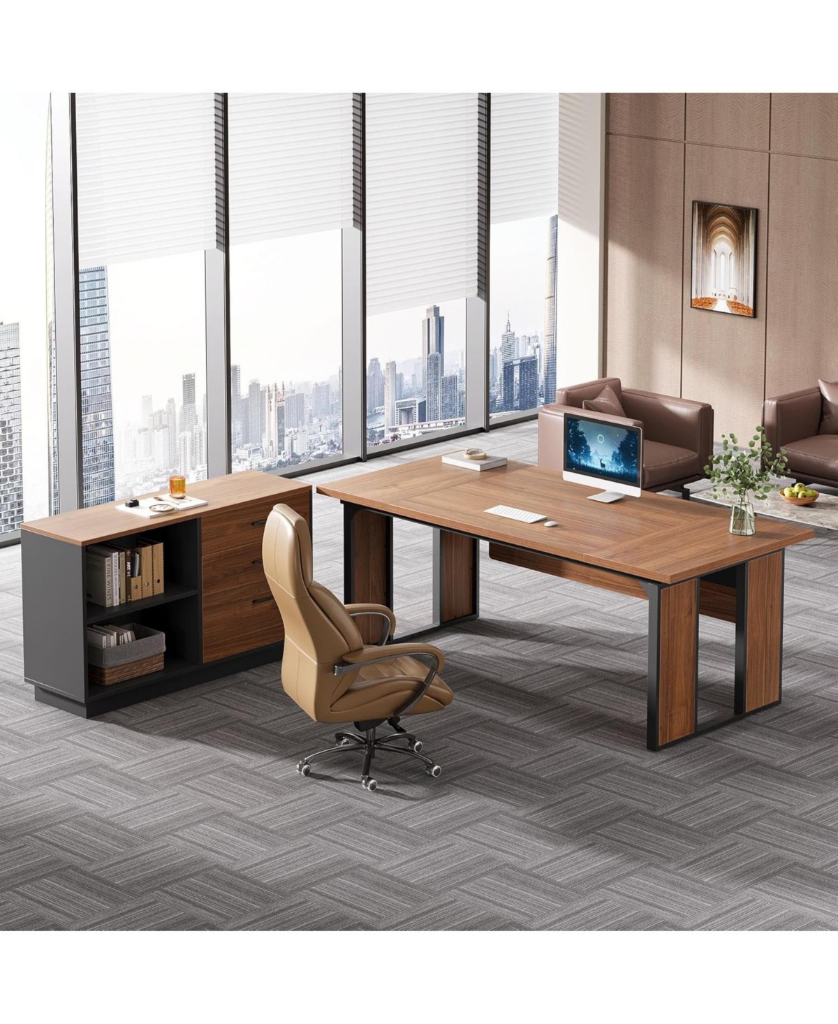 Click here for Tribesigns 63 L-Shaped Executive Desk  Office Tabl... prices