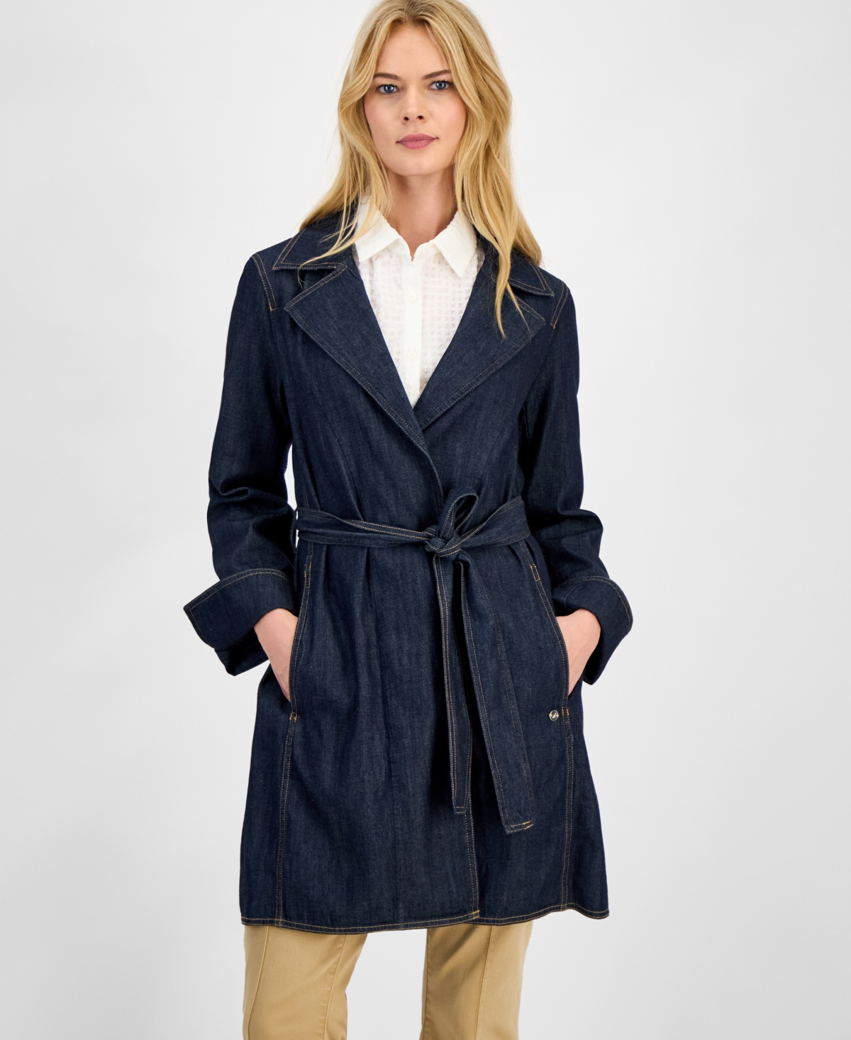 Click here for Nautica Jeans Womens Denim Trench Coat - Rinse prices