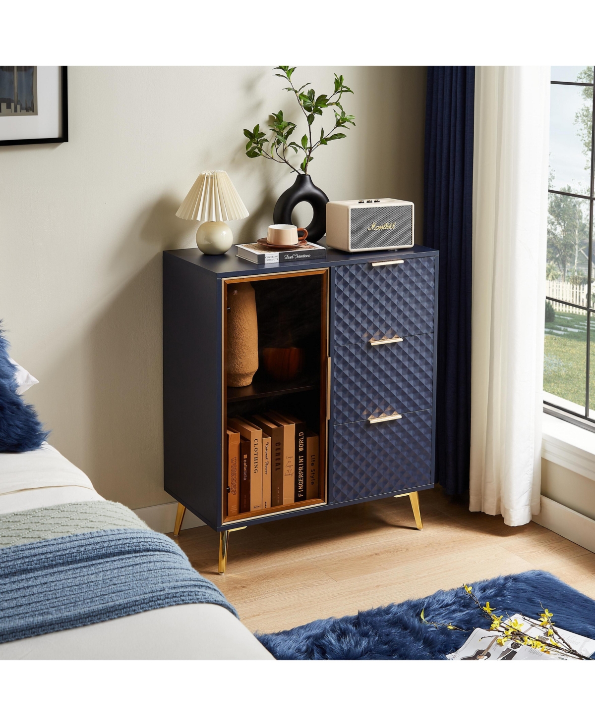 Click here for Lovmor Cabinet with 3 Drawers 2 Shelves Geometric... prices