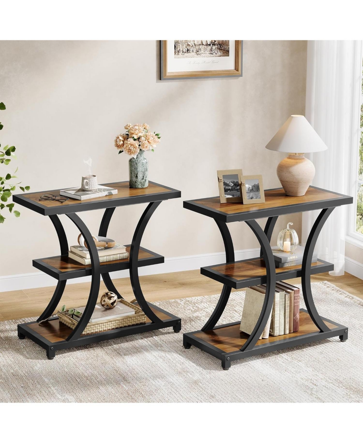 Click here for Tribesigns End Table with Storage Set of 2  3-Tier... prices