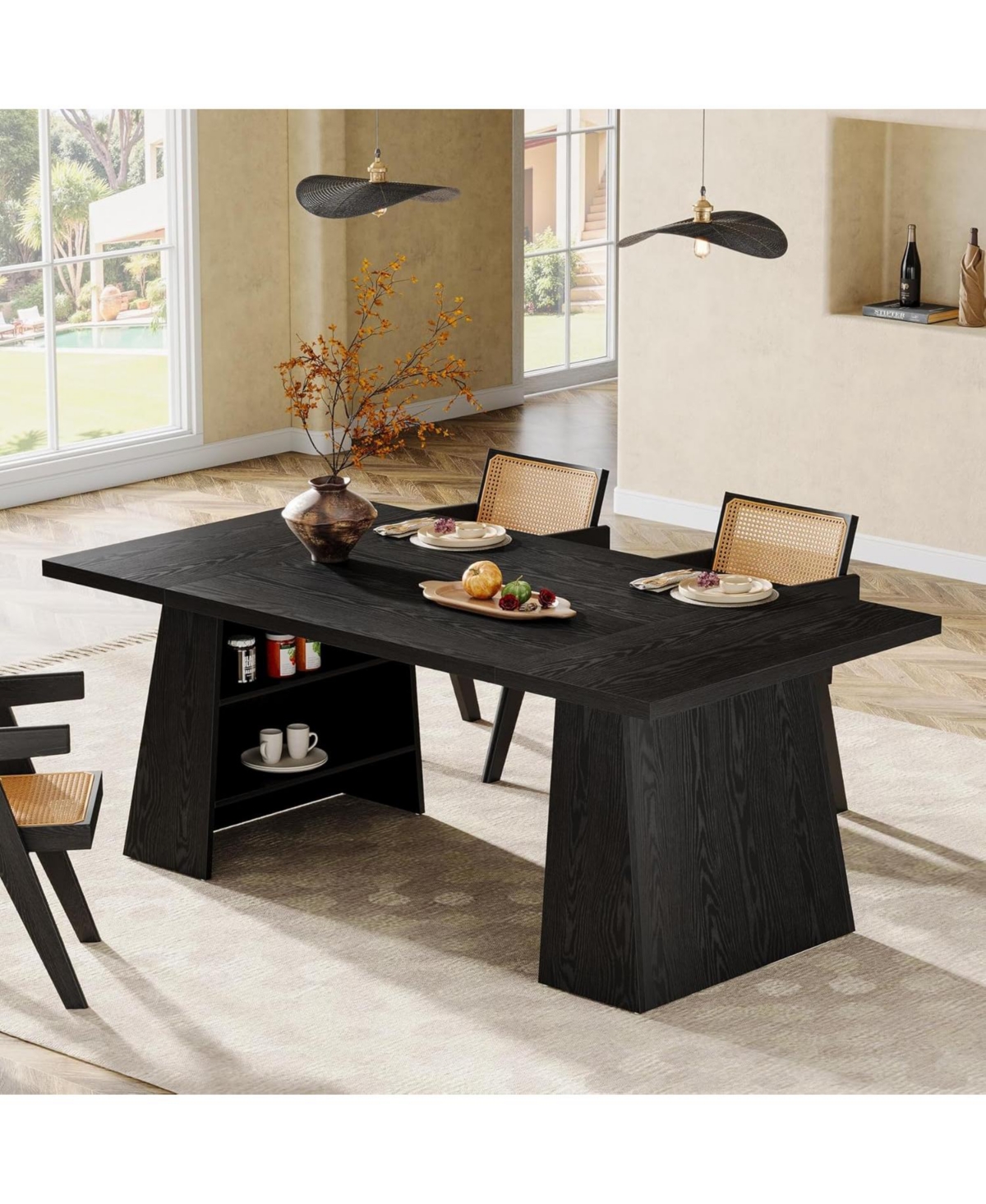 Click here for Tribesigns Black Rectangular Dining Table for 4-6... prices