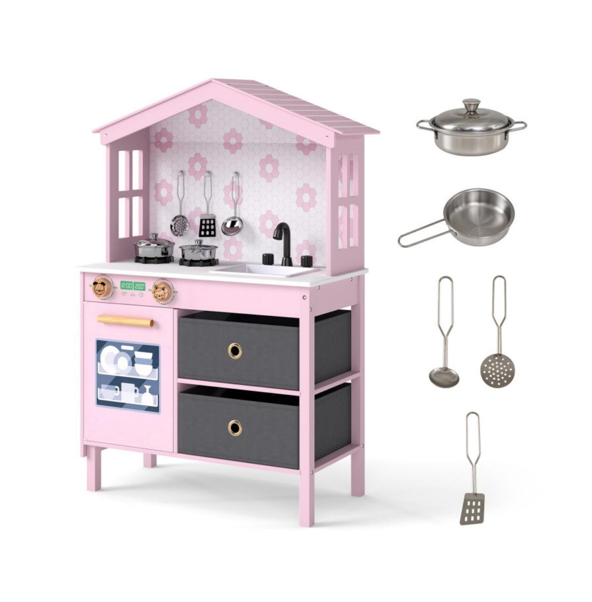 Click here for Hongge Kids Play Kitchen with Dual Stoves and Turn... prices