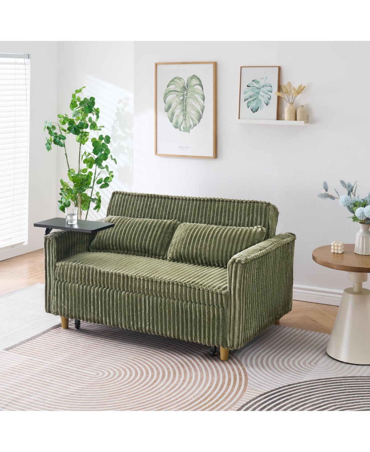 Click here for Streamdale Green Corduroy Sofa with Tabletop  Usb... prices