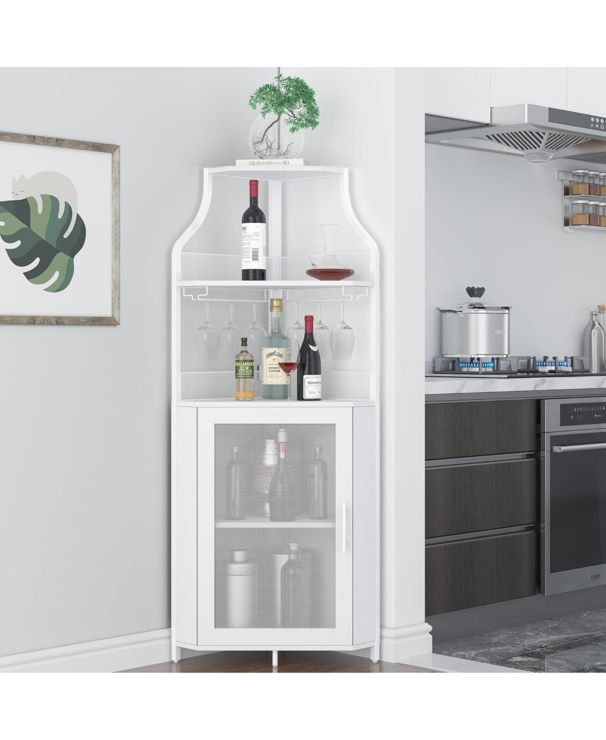 Click here for Gaomon Farmhouse Wine Bar Corner Cabinet with Deta... prices