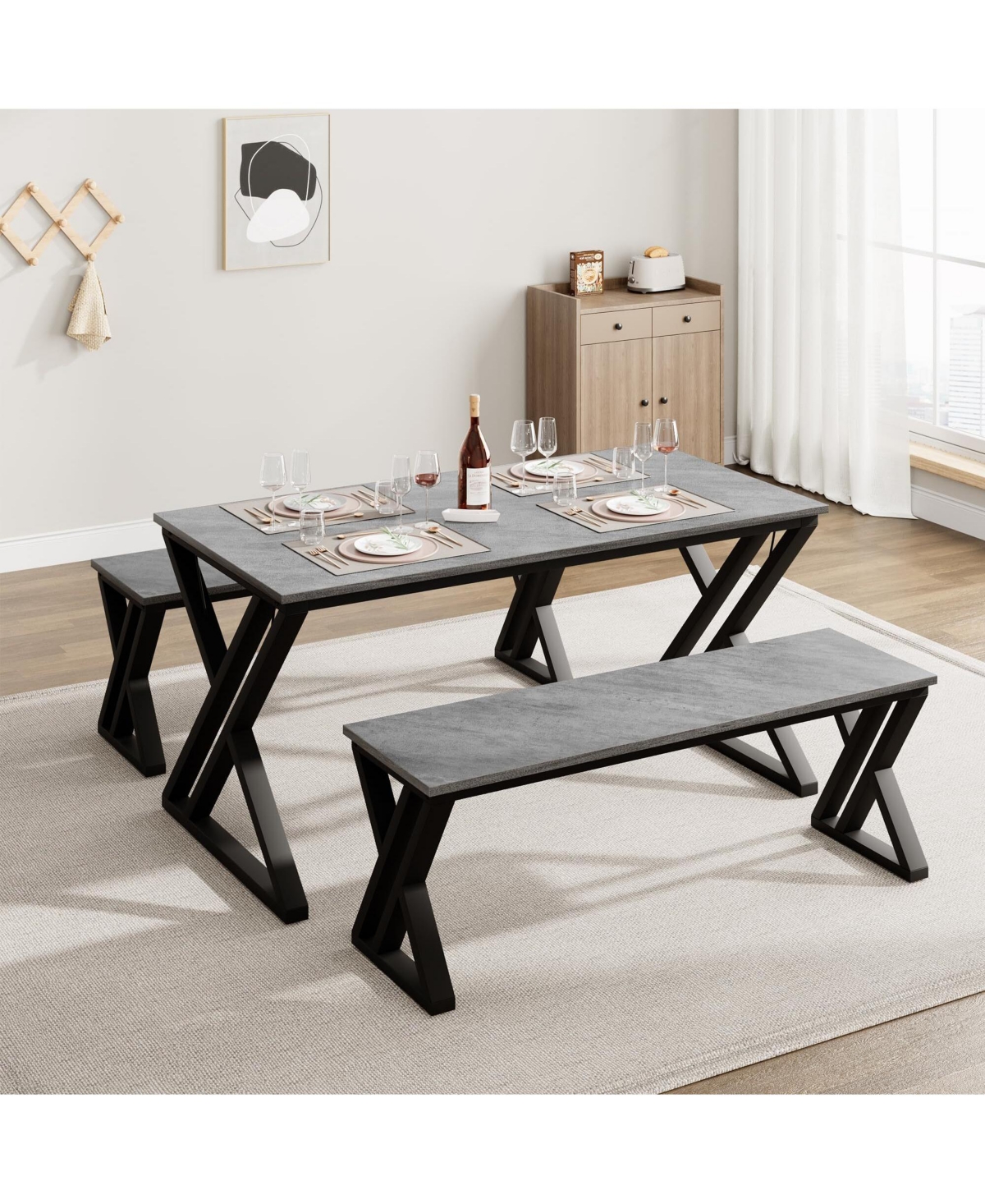 Click here for Gaomon Kitchen Table with Benches  Space-Saving Di... prices