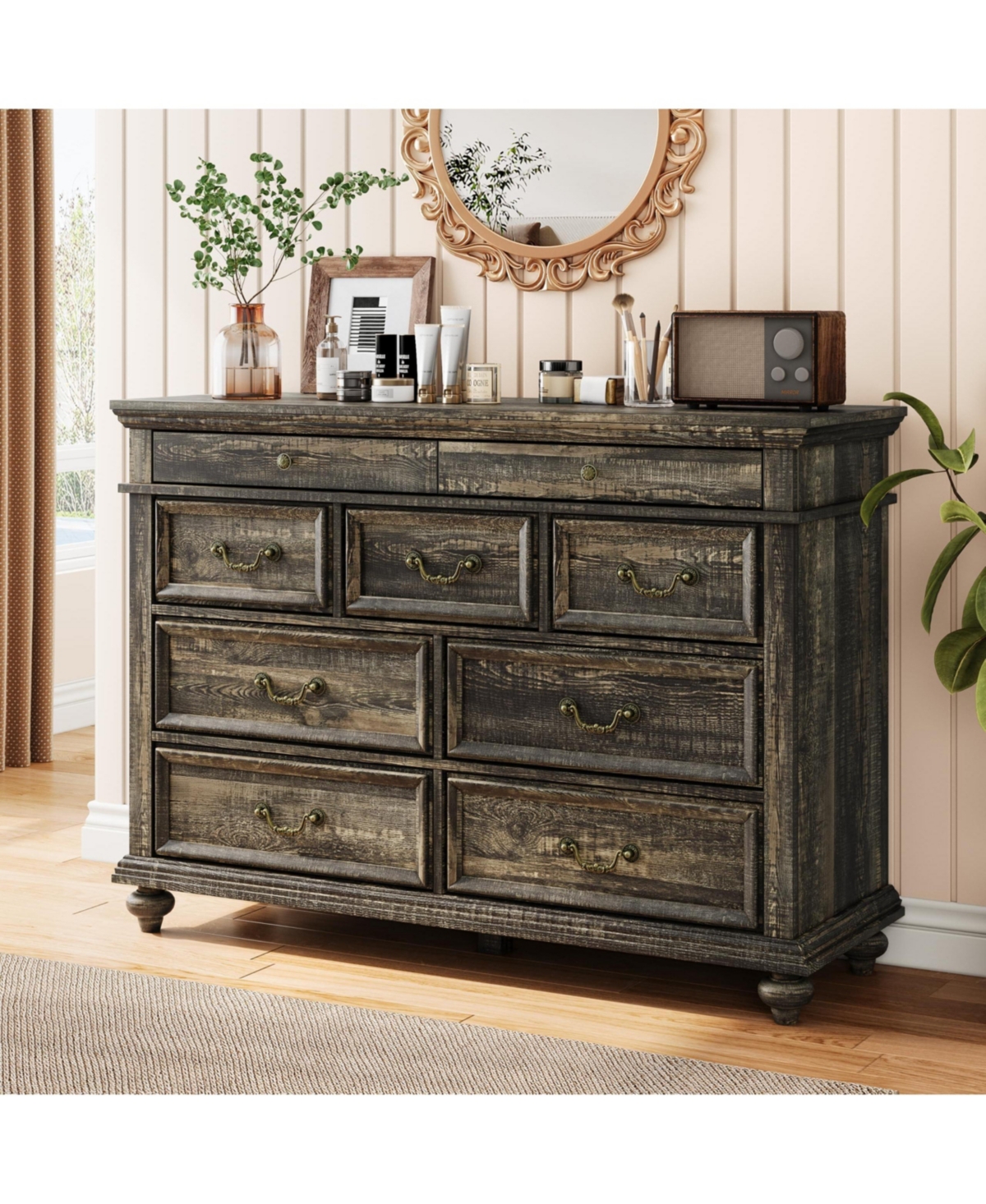 Click here for gaomon 47-Inch Wide Farmhouse 9-Drawer Wood Bedroo... prices