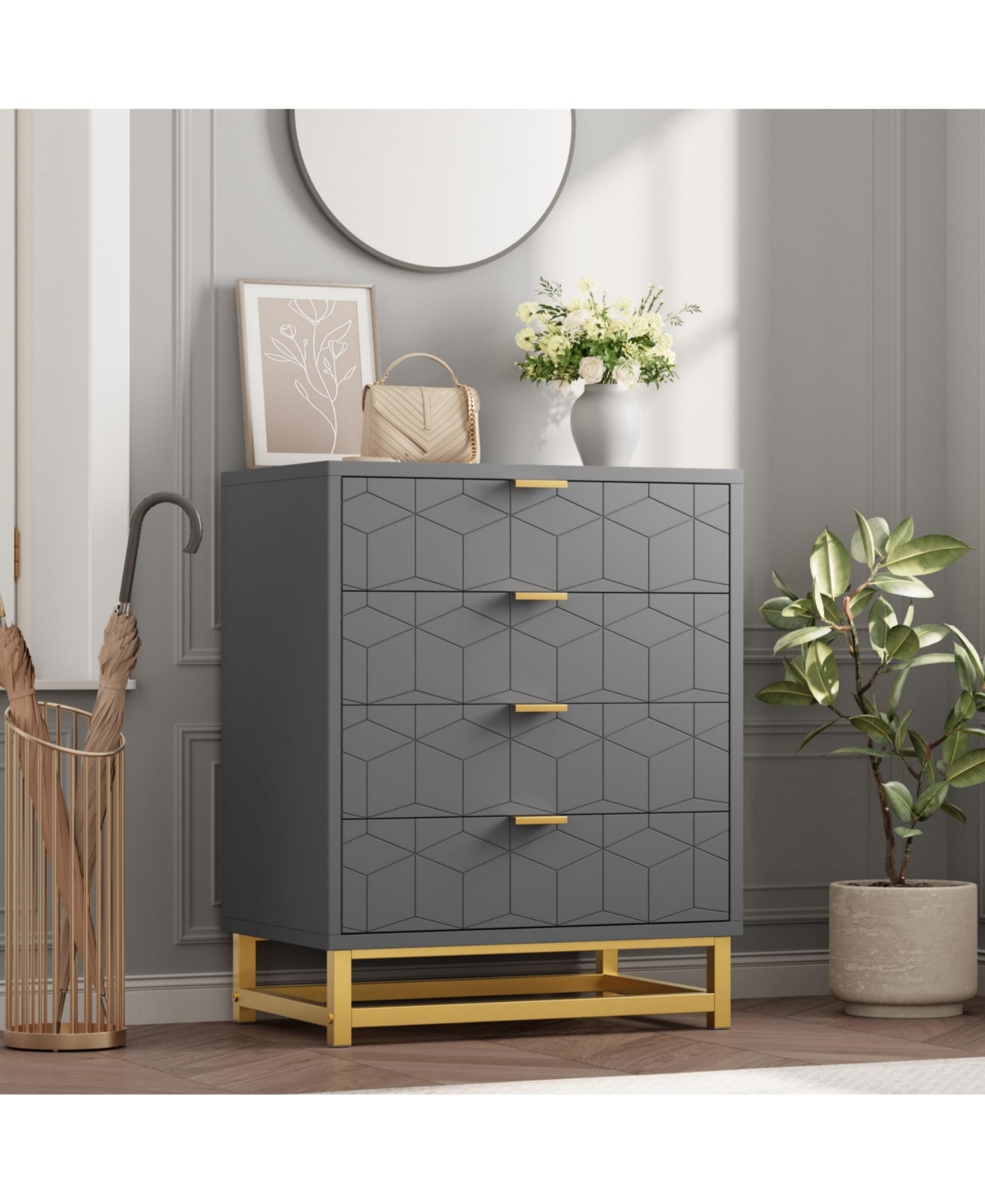 Click here for gaomon 4 Drawer Gold Metal Handles and Sturdy Mdf... prices