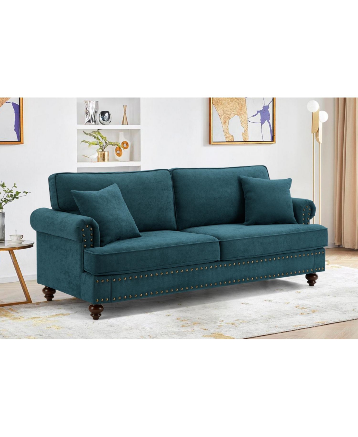 Click here for Simplie Fun 82 Green Chenille Sectional Sofa with... prices