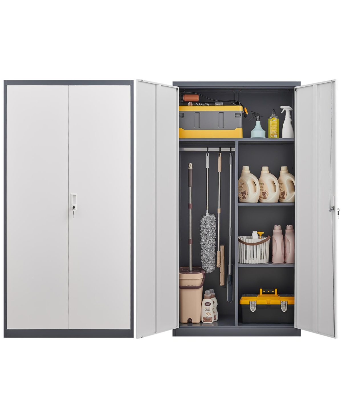 Click here for Streamdale Furniture Gray Metal Lockable Wardrobe... prices