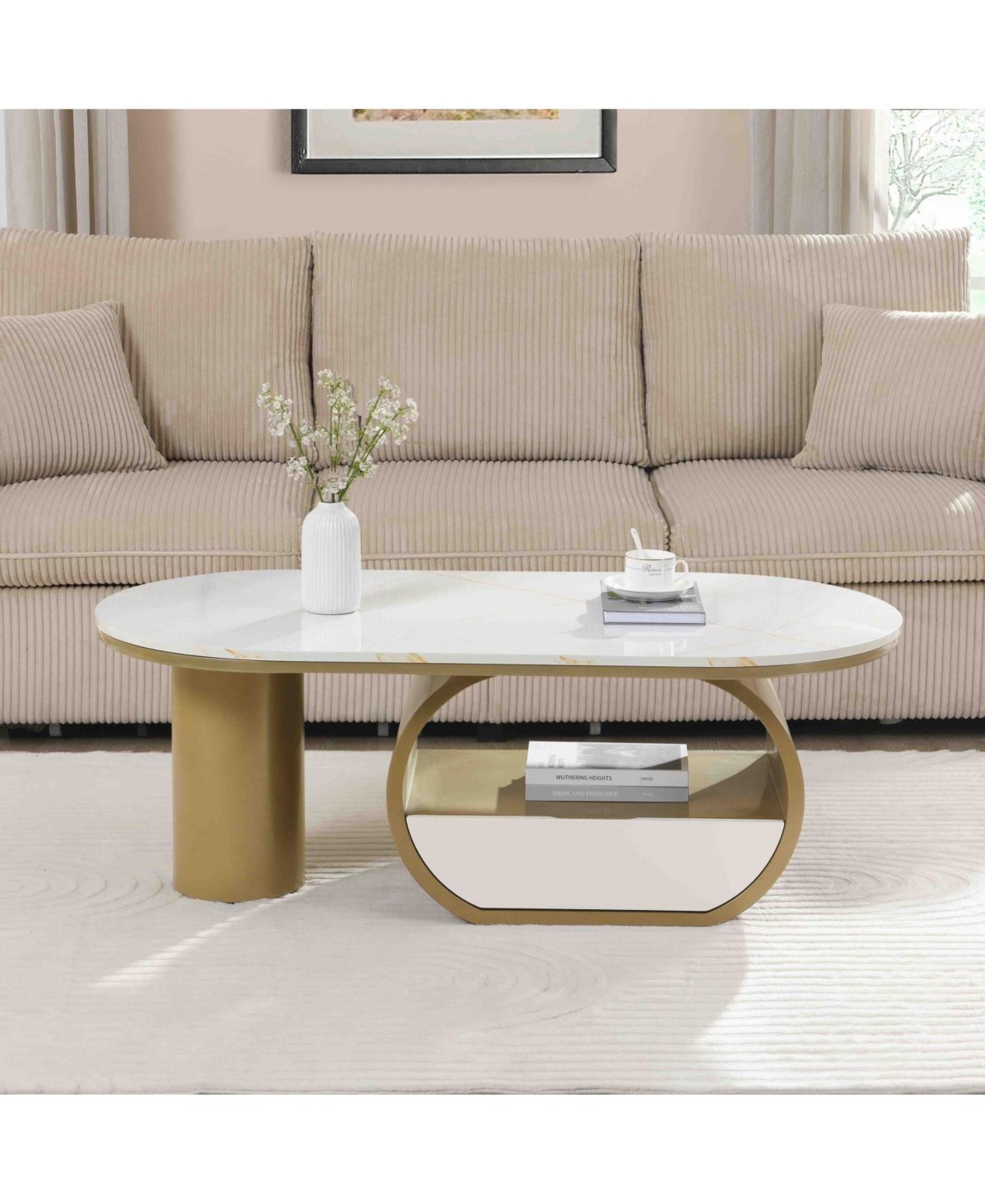 Click here for Streamdale Furniture Modern Oval Coffee Table w/ S... prices